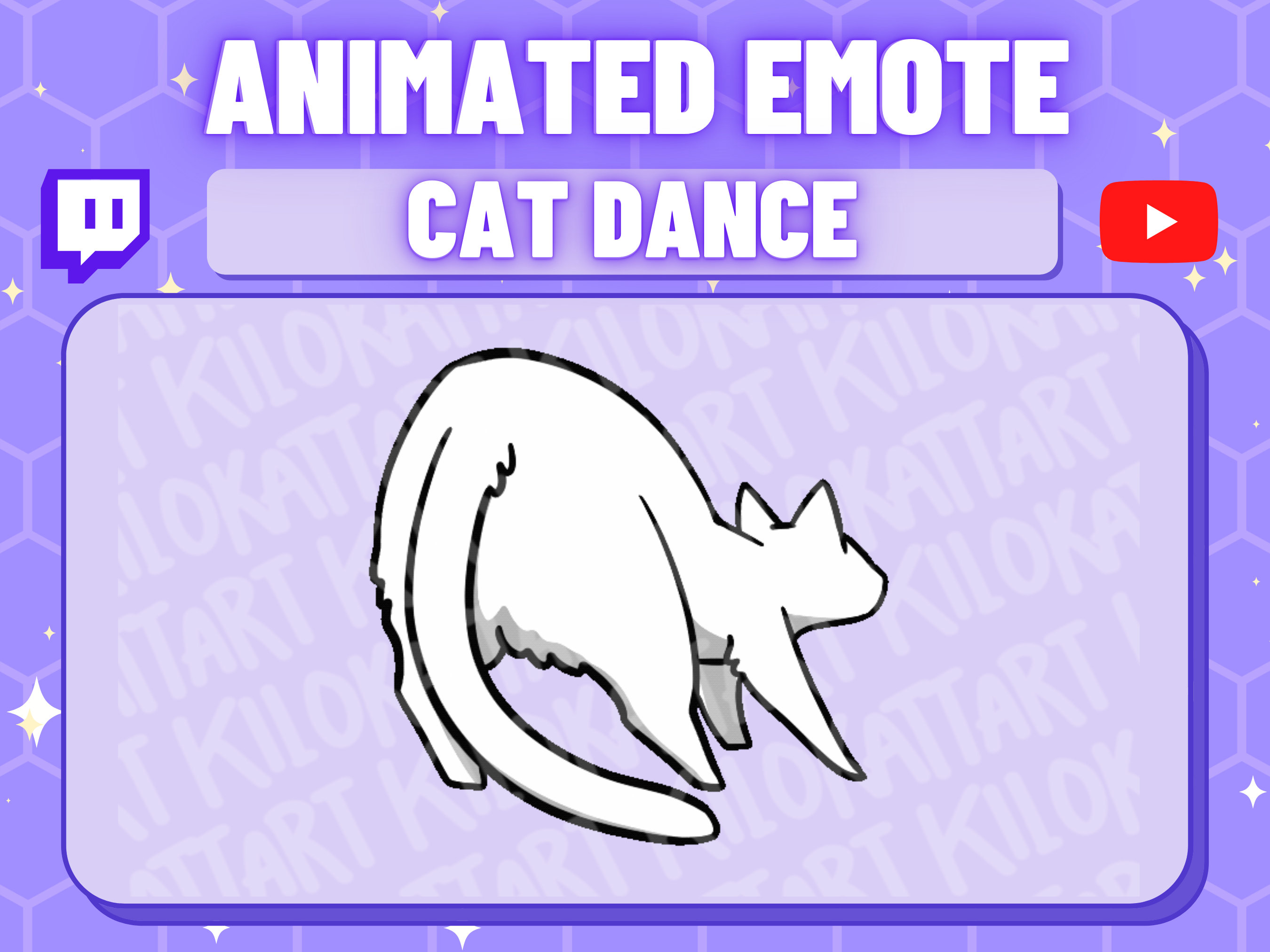 Animado Kawaii White Cat Dance Emote Twitch Discord Etsy México