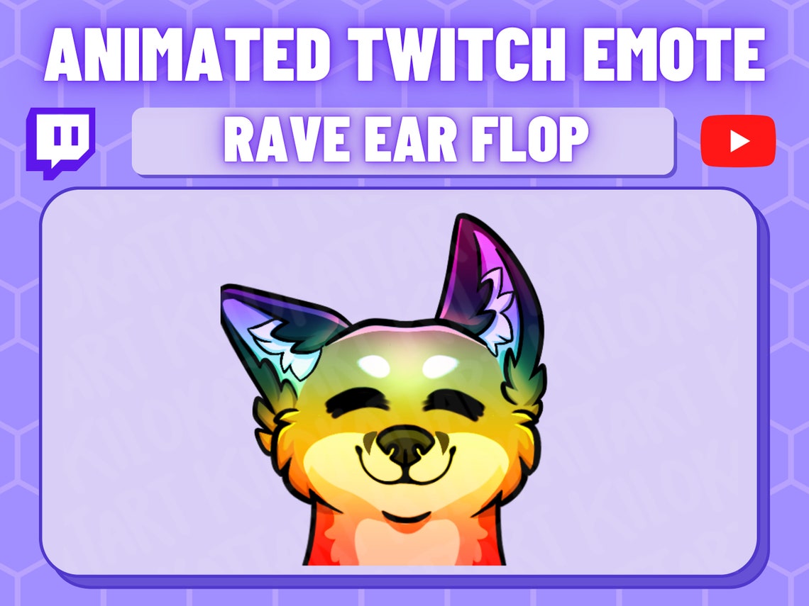 Animated RAVE Fox Ear Flop Emote Kawaii Twitch Discord Stream Gaming ...
