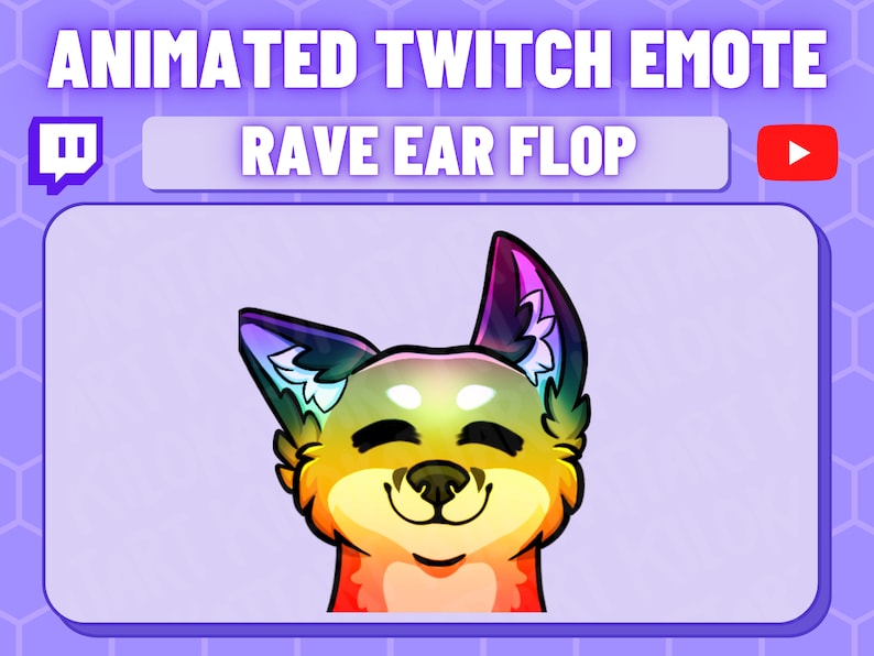 Animated RAVE Fox Ear Flop Emote Kawaii Twitch Discord Stream Gaming ...