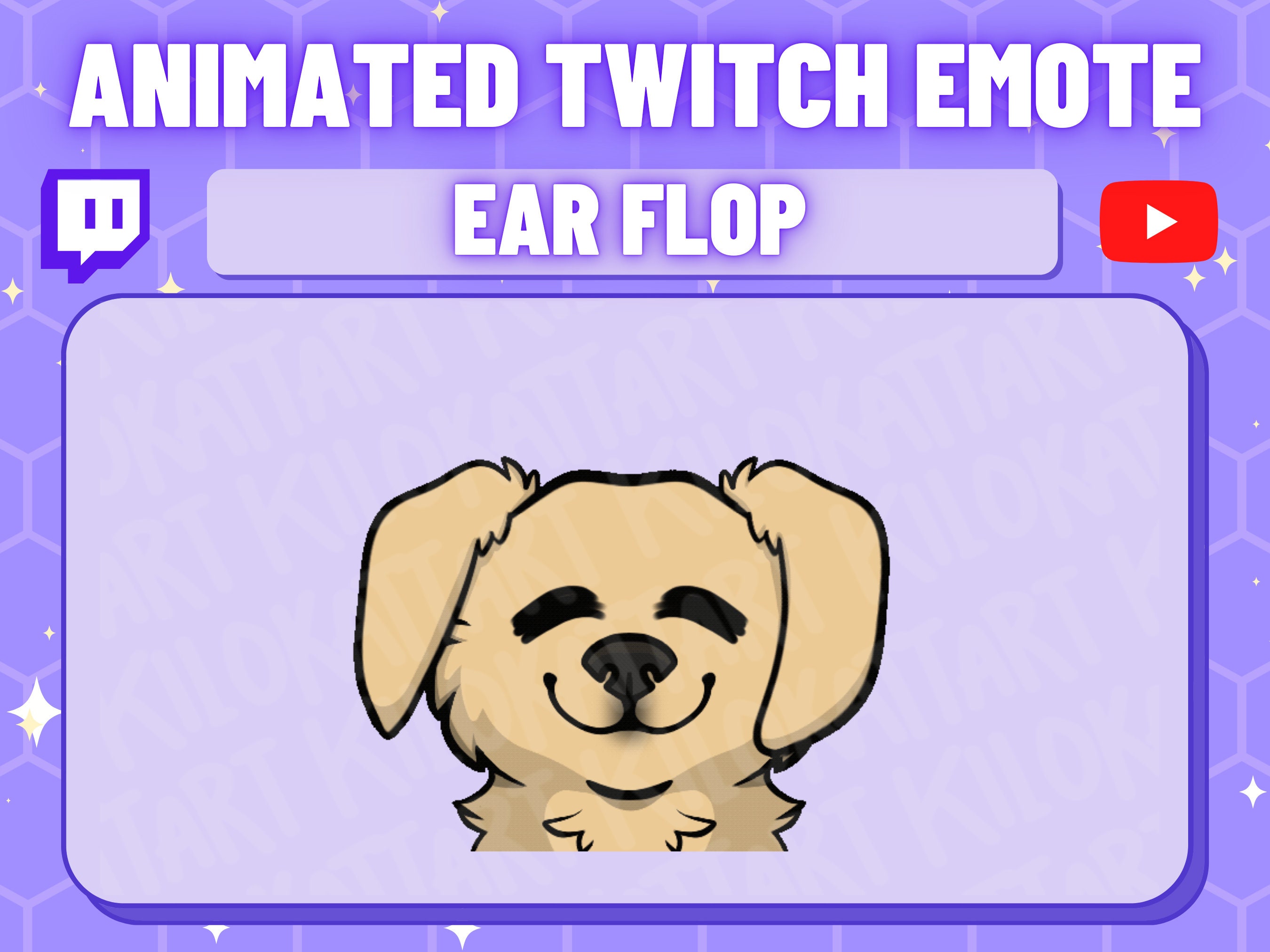 Animated Golden Dog Ear Flop Emote - Kawaii - Twitch - Discord - Stream ...