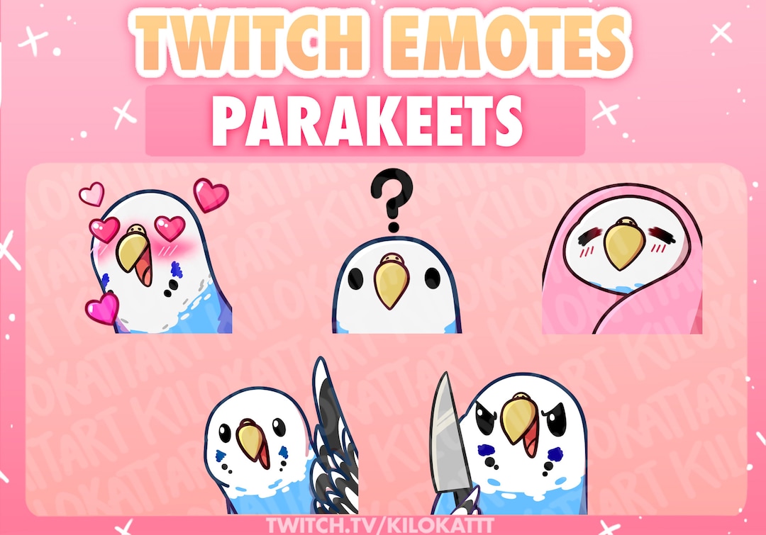 Blue Parakeet Emotes - Twitch - Discord - Stream - Animals - Bird ...