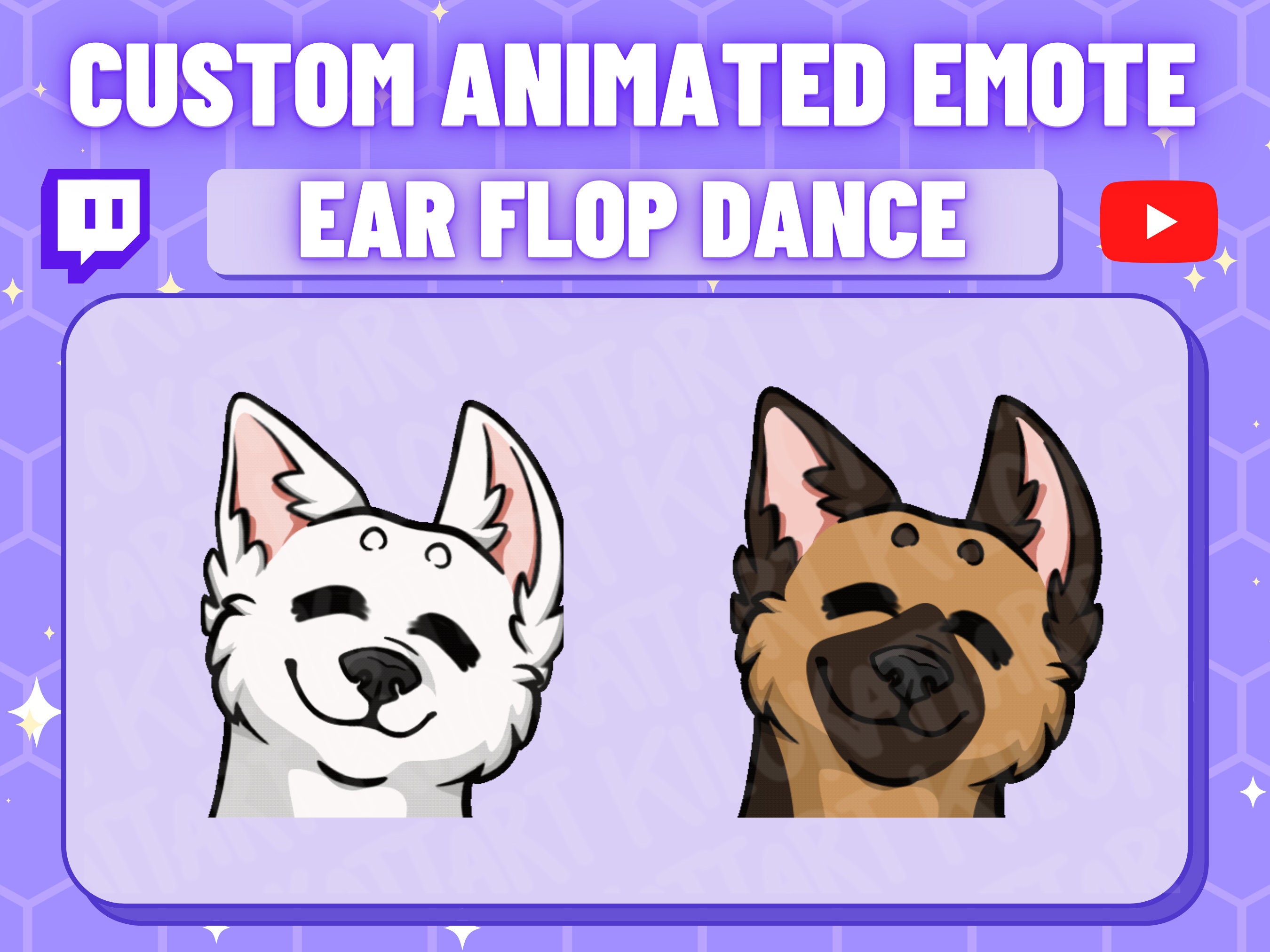 Custom Animated Dog Ear Flop Emote Wolf Twitch Discord | Etsy UK