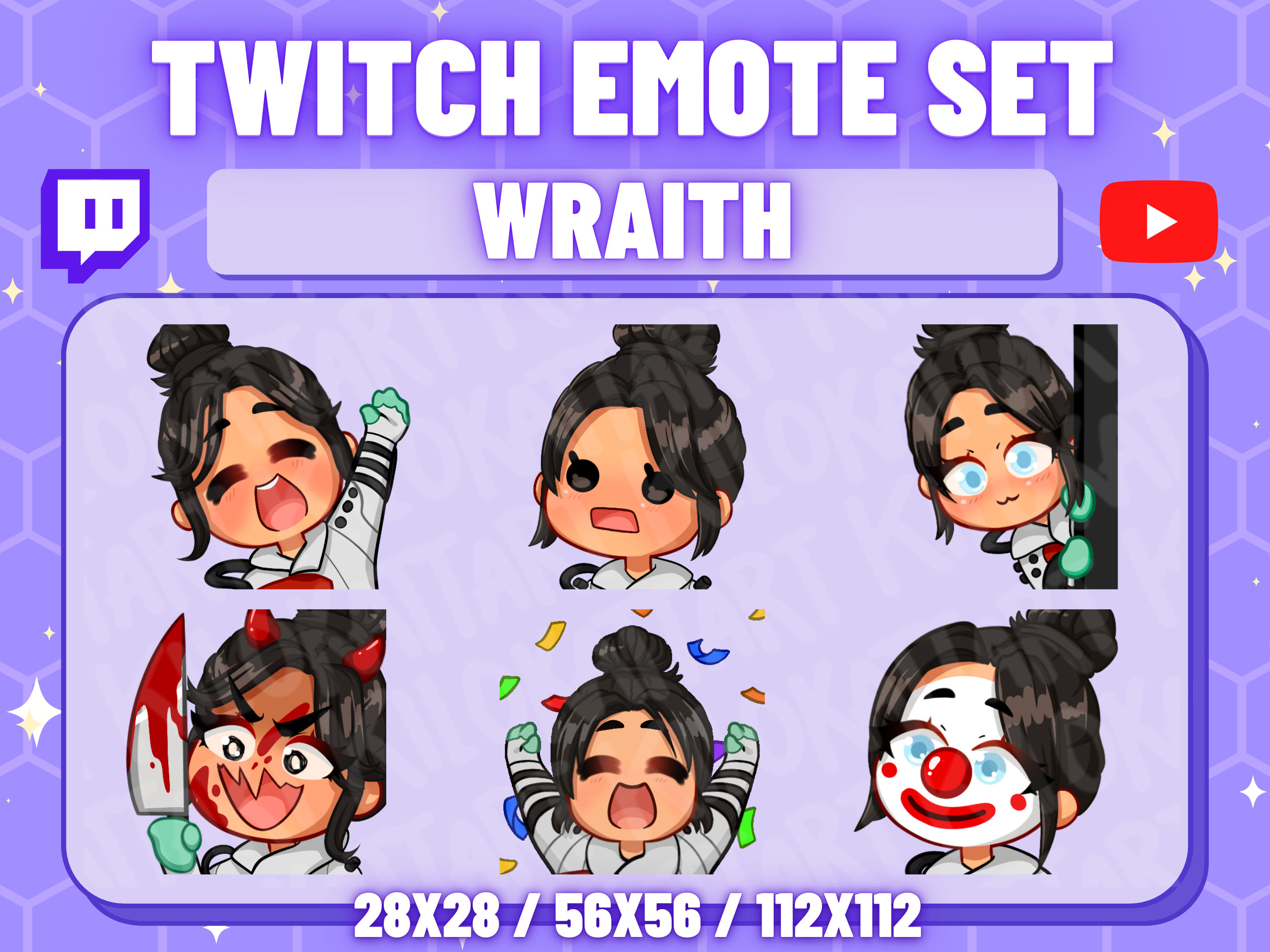 5 Quarantine Wraith Emotes 1 ANIMATED Emote Apex Legends Twitch Stream ...