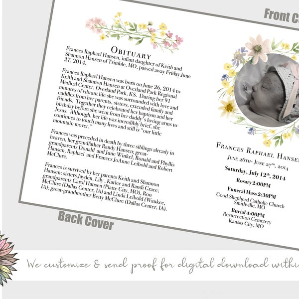 Infant Funeral Program - Etsy