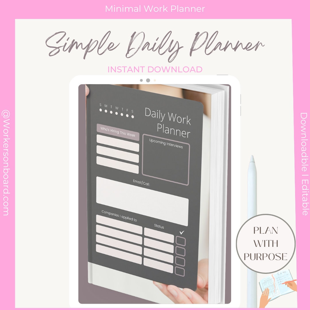 Minimal Daily Work Planner: Job Application Tracker (digital File) - Etsy