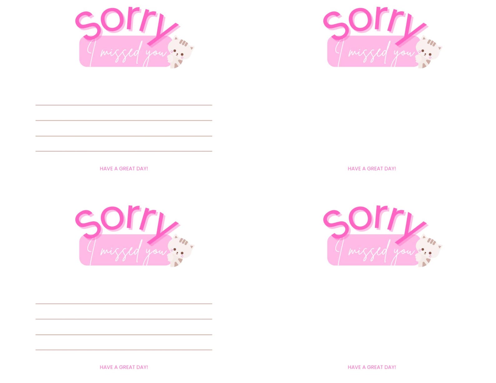 JW Sorry I Missed You Cards: Colorful Note Card Bundle - Etsy