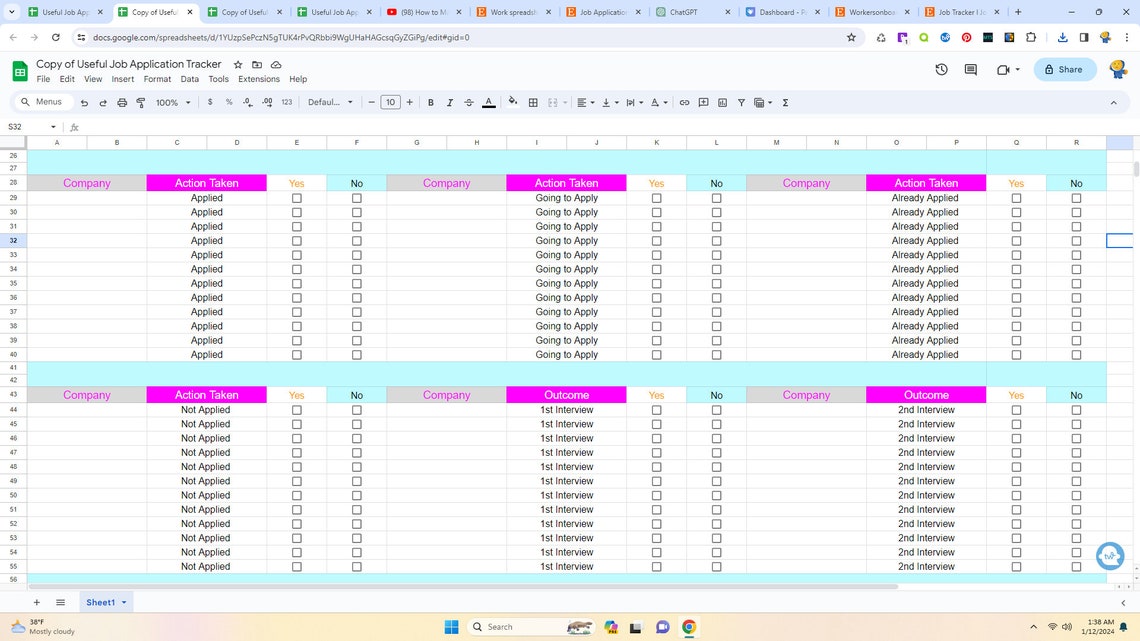 Job Application Tracker, Google Sheets, Organizer, Digital Download ...