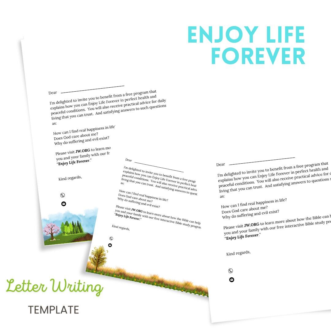 Enjoy Life Forever Letter Template: JW Bible Study Stationery (PDF) - Etsy