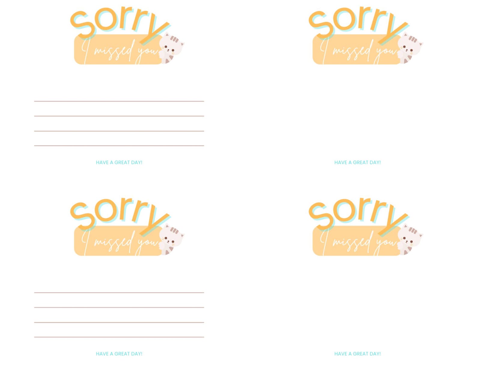 JW Sorry I Missed You Card L JW Note Card L JW Template L Missed You ...