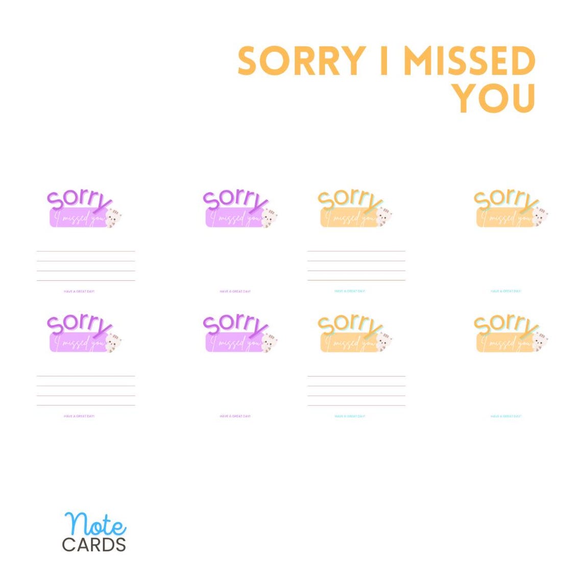 JW Sorry I Missed You Cards: Colorful Note Card Bundle - Etsy