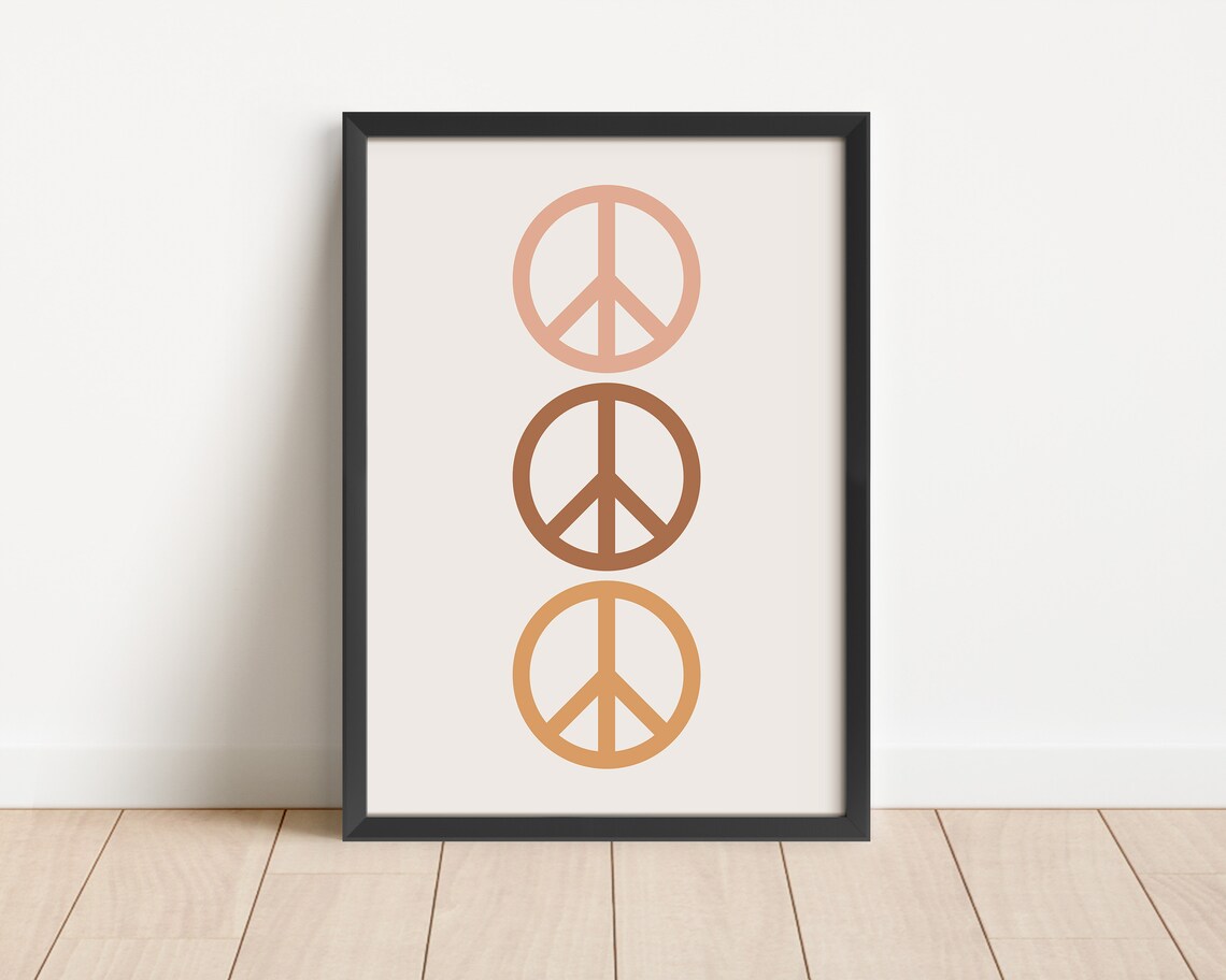 Boho Peace Sign Digital Print, Girl or Boy Room Decor, Playroom Decor ...