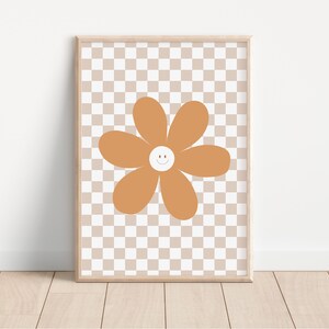 Boho Happy Daisy Retro Wall Art: Girls Nursery Decor, Set of 3 (digital ...