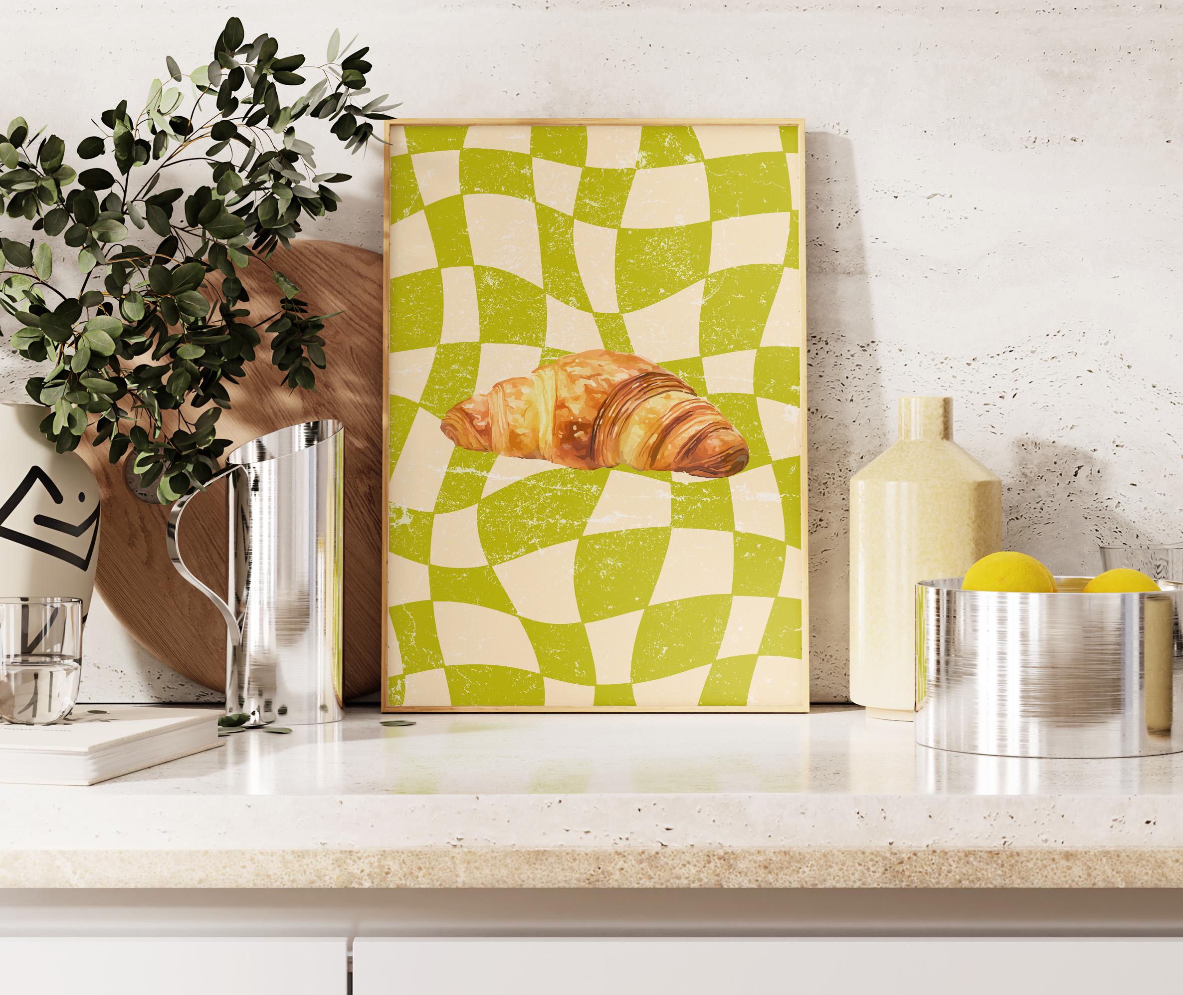 Croissant Cute Kitchen Wall Art Print, Aesthetic Kitchen Decor, Trendy ...