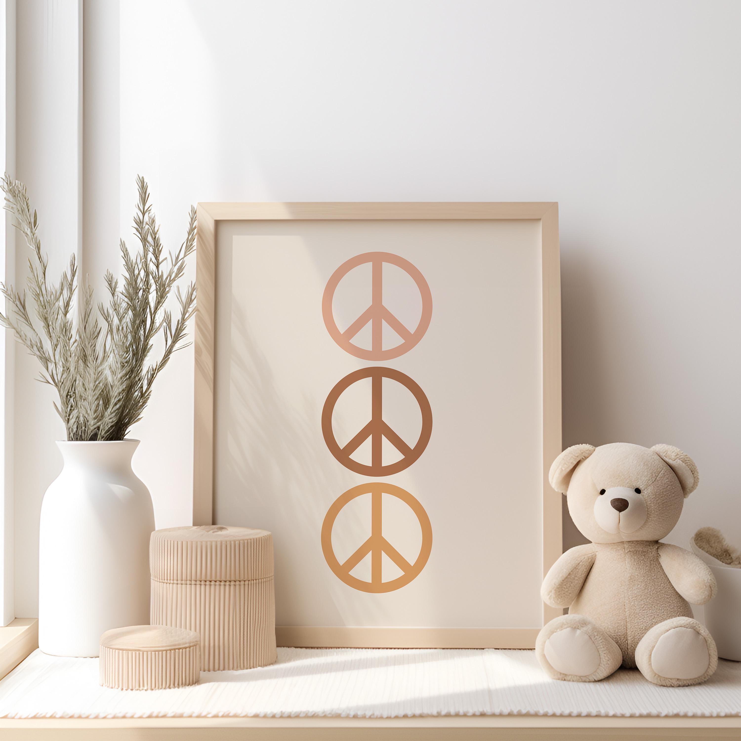 Boho Peace Sign Digital Print, Girl or Boy Room Decor, Playroom Decor ...