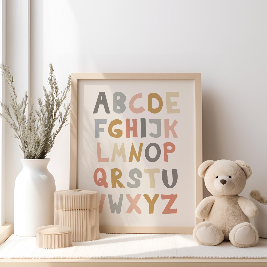 Boho Alphabet Printable Wall Art, ABC Educational Print, Baby Room ...