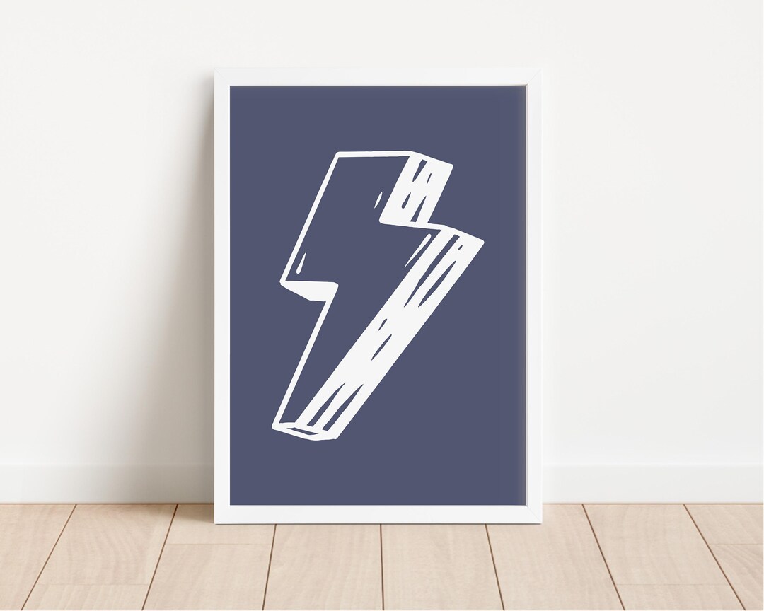 Lightning Bolt Kids Wall Art, Retro Kids Wall Art, Tween Bedroom Art ...