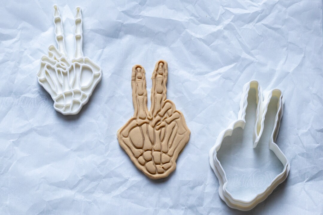 3D Printed Peace Sign Skeleton Hand Stamp With Cookie Cutter Set - Etsy