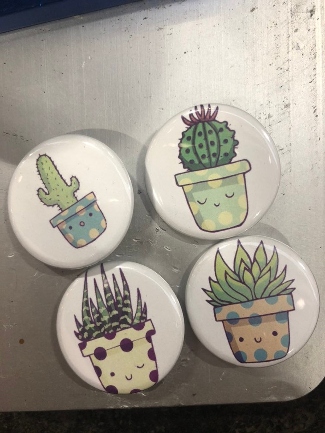 Cute Cartoon Succulent Magnets Set of 4 "stuck on Love" Themed Wedding ...