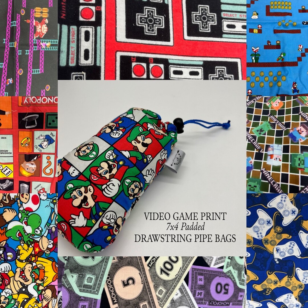 Video / Game Print 7x4 Padded Drawstring Pipe Bag Drawstring Pouches - Etsy