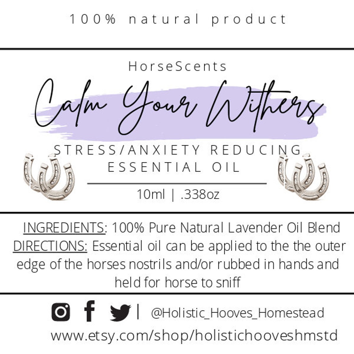 Horse Essential Oil Roller 10ml. Calm, De-stress & Relax Your Horse ...