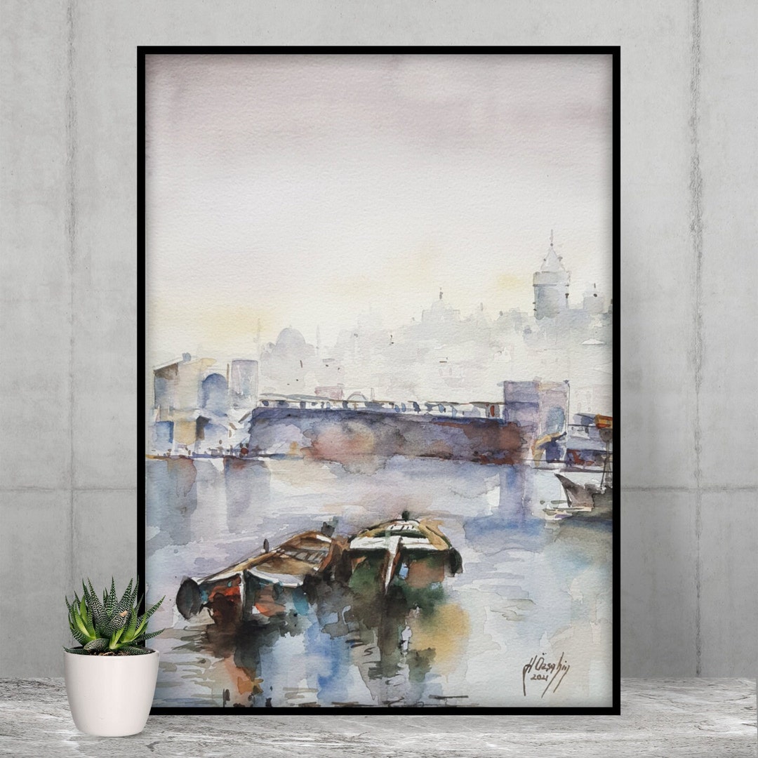 Istanbul Watercolor Painting, Original Watercolor Artwork, Watercolor ...
