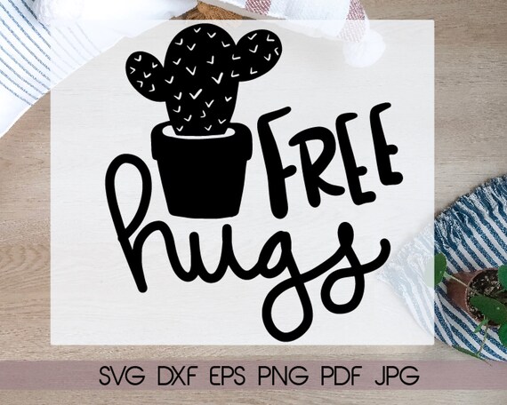 Cactus Free Hugs Clipart Hand Drawn SVG File Cactus Art | Etsy