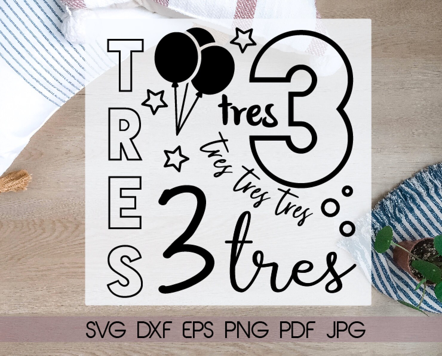 Tres Svg Printable, Vinyl Cut Out, T Shirt for Cricut, Silhouette, Two ...
