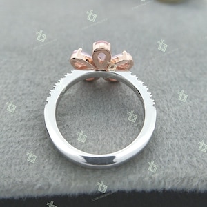 Pink Floral Flower Eda Ring, Anniversary Ring, Floral Engagement ...