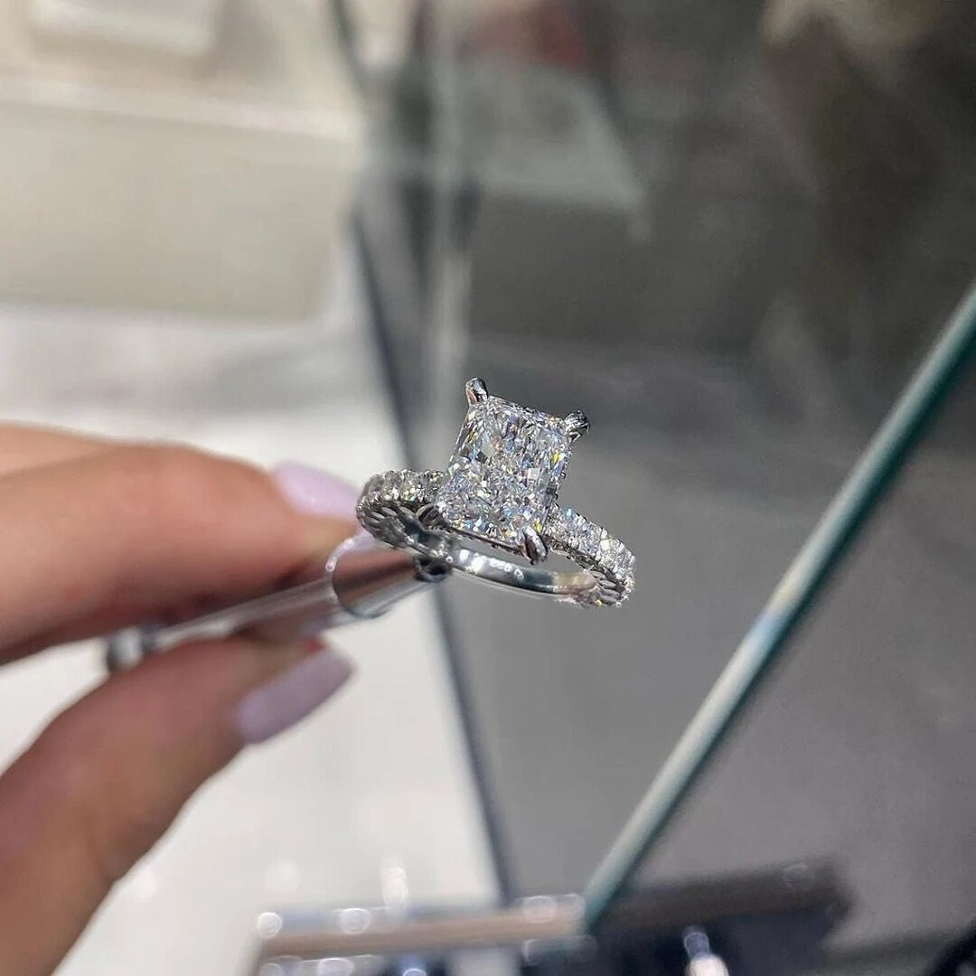 2.5 Ct Radiant Lab Diamond Engagement Ring Dainty Radiant - Etsy