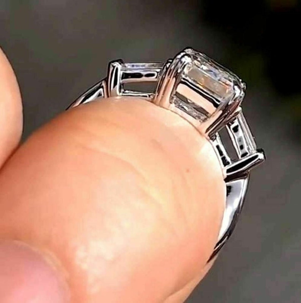 2.30ct 9x7mm Emerald Cut Lab Diamond Engagement Ring Emerald - Etsy