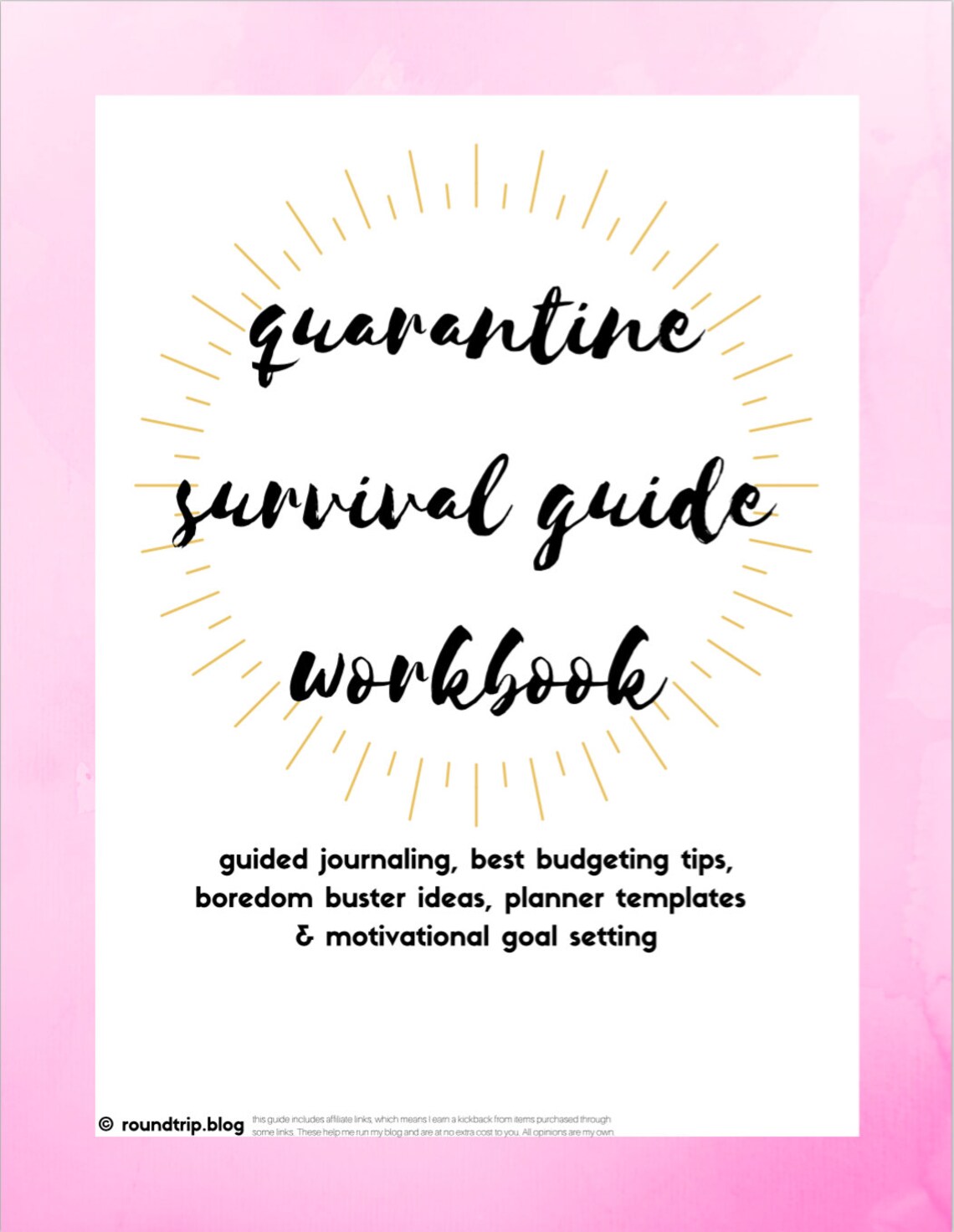 Quarantine Survival Guide Workbook, Quarantine Journal INSTANT DOWNLOAD ...