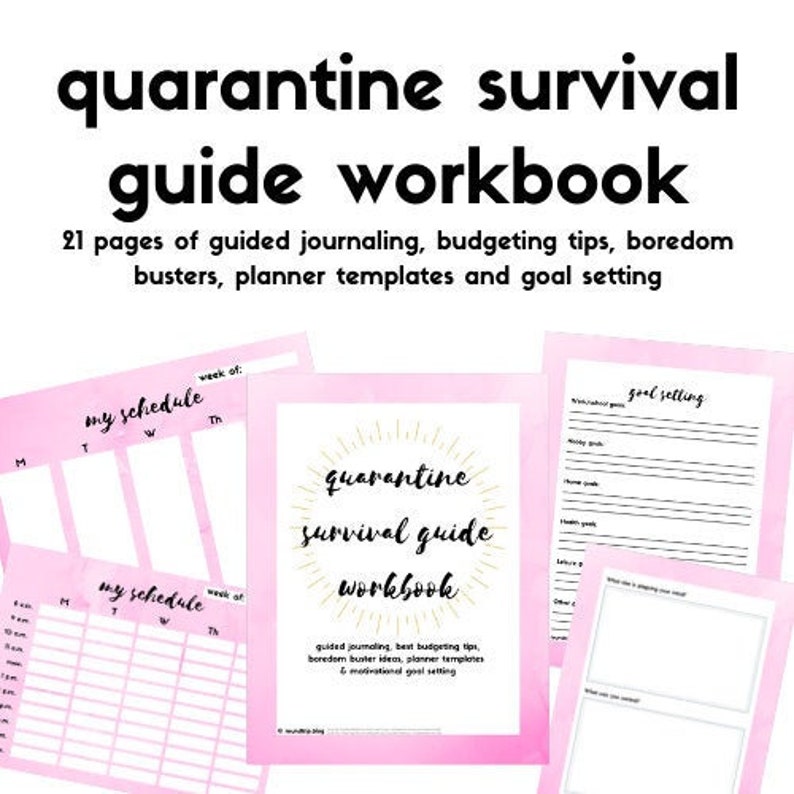 Quarantine Survival Guide Workbook, Quarantine Journal INSTANT DOWNLOAD ...