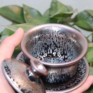 120cc Jianzhan Gaiwan-oil Spot Tenmoku Pottery Gaiwan-handmade Chinese Gongfu Teawares - Etsy