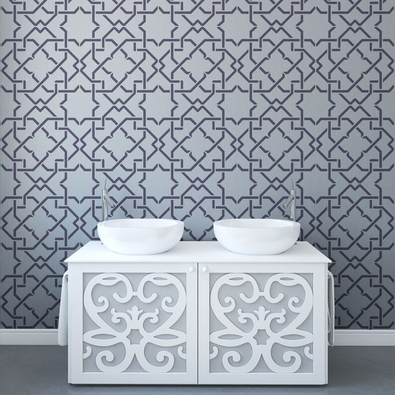 Mazara Moroccan Tile Stencil: Reusable Spanish Moorish Floor Template ...