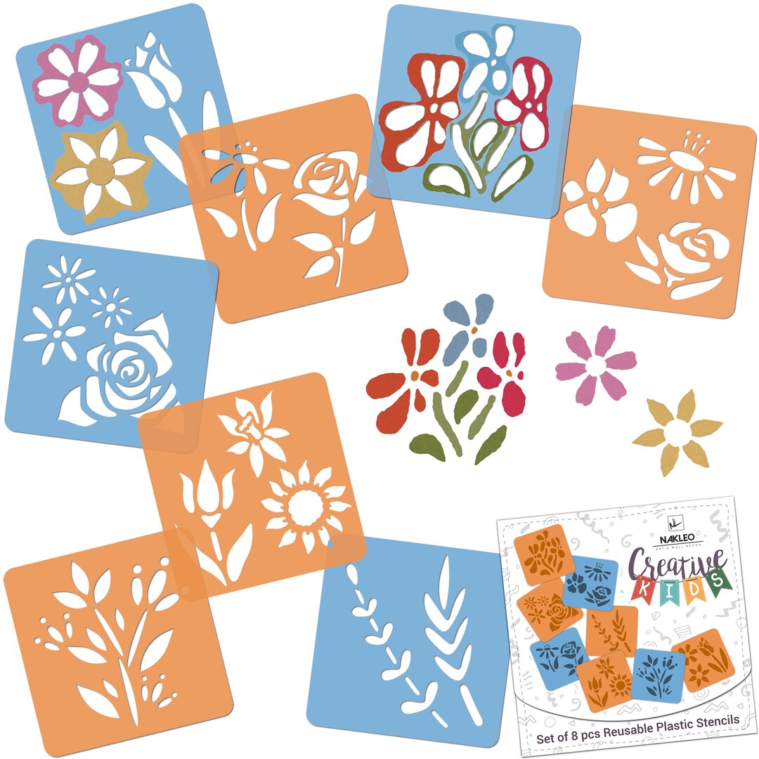 Flower Stencil Set for Kids: Reusable Plastic Art Templates (8 Pcs) - Etsy