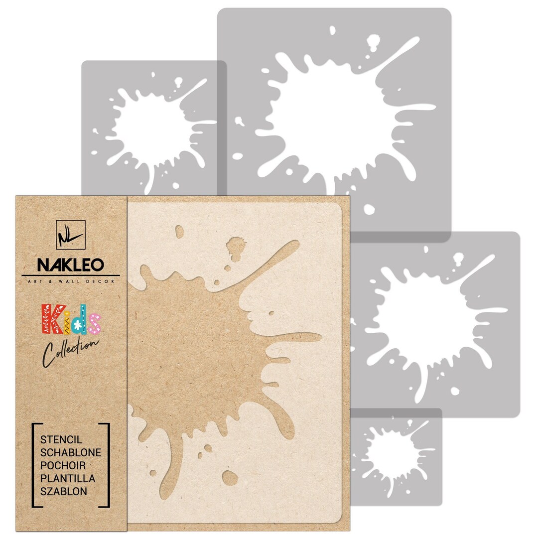 Splash Wall Stencil Set: Reusable Plastic Template for Kids Room Decor ...