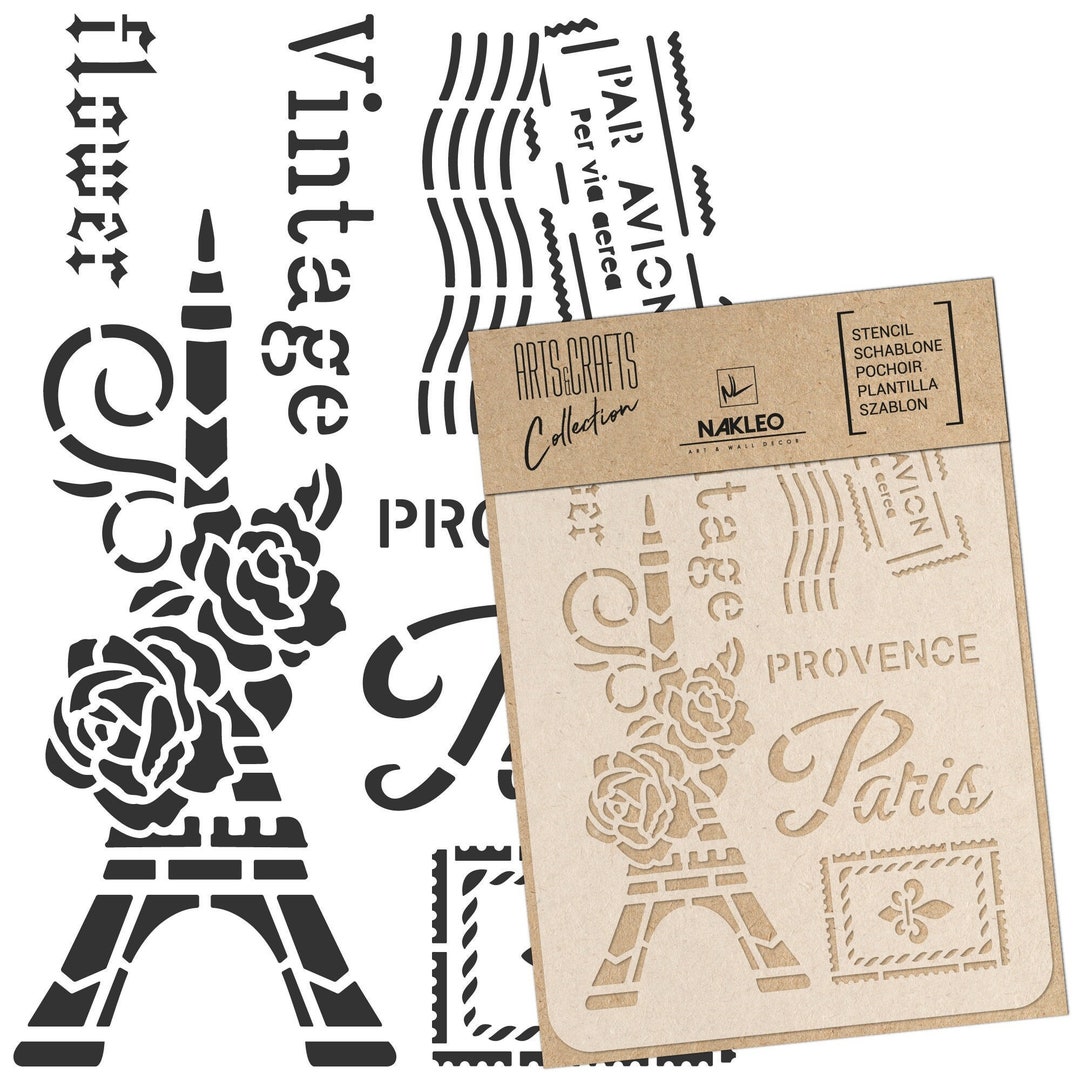 NAKLEO DIY Reusable Plastic Stencil - Paris Postcard - Art Craft ...