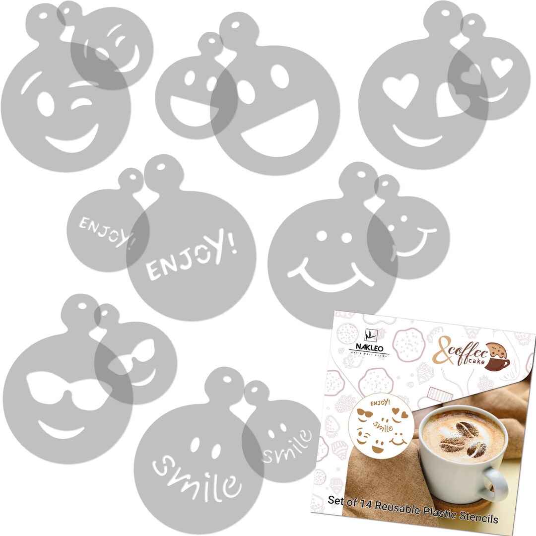 NAKLEO 14 Pcs Reusable Plastic Baking Stencil - 7x7cm and 11x11cm ...
