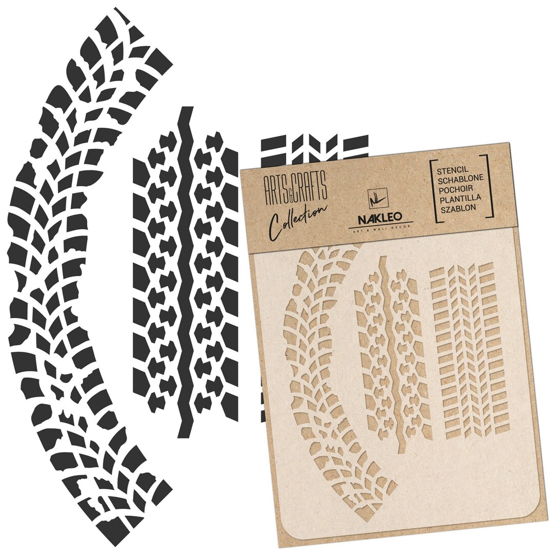NAKLEO DIY Reusable Plastic Stencil - Car Wheel Tire Track - Art Craft ...