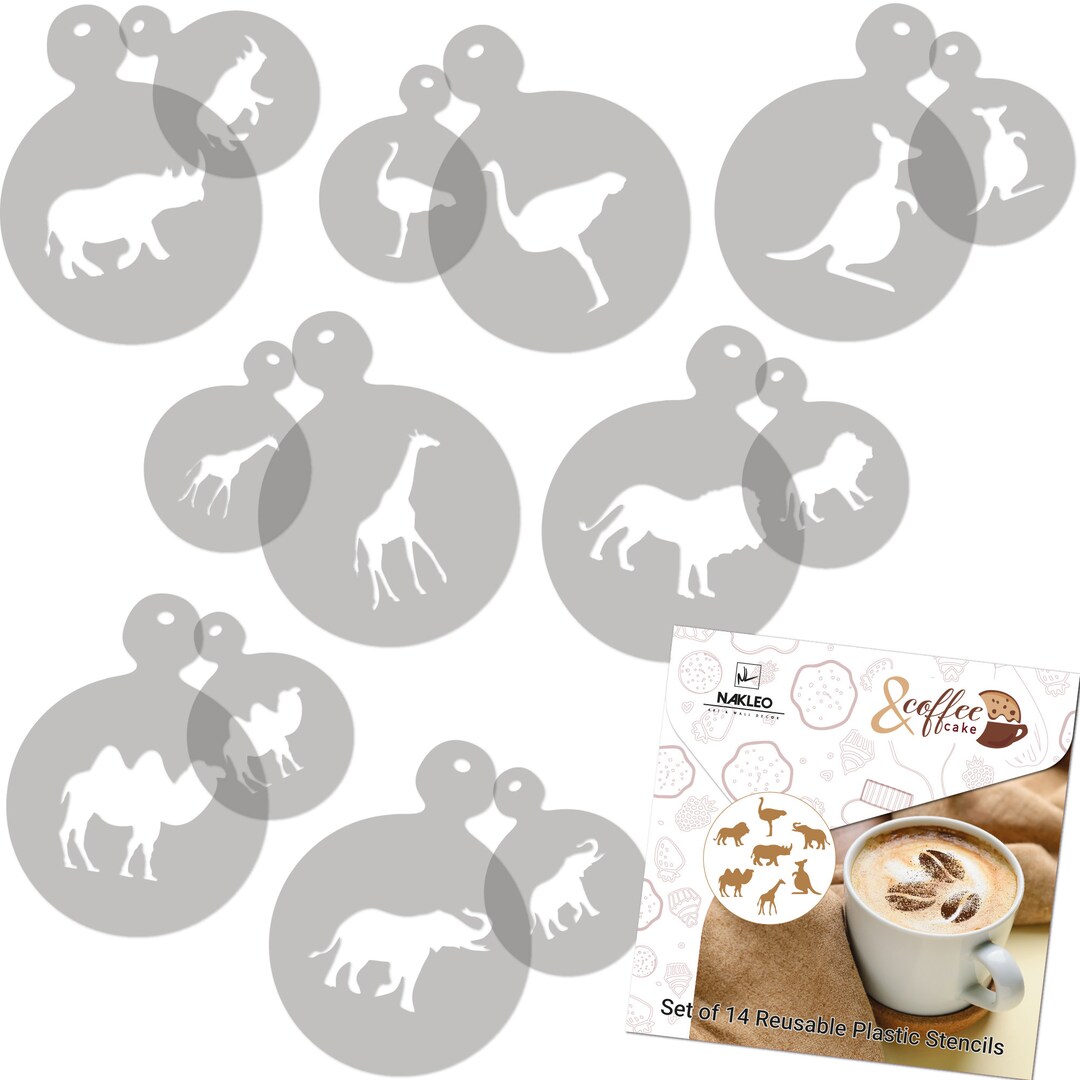 Animal Baking Stencils: Lion, Kangaroo, Giraffe - 14 Pcs Reusable ...