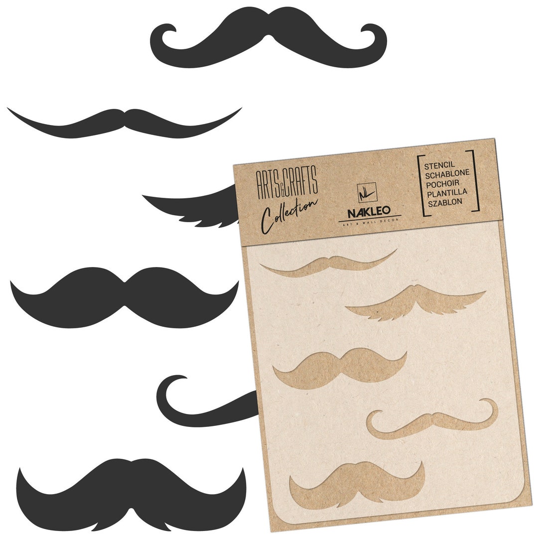 DIY Reusable Plastic STENCIL // A3 A4 A5 Mustache Elegance Barber Set // Craft Furniture ...