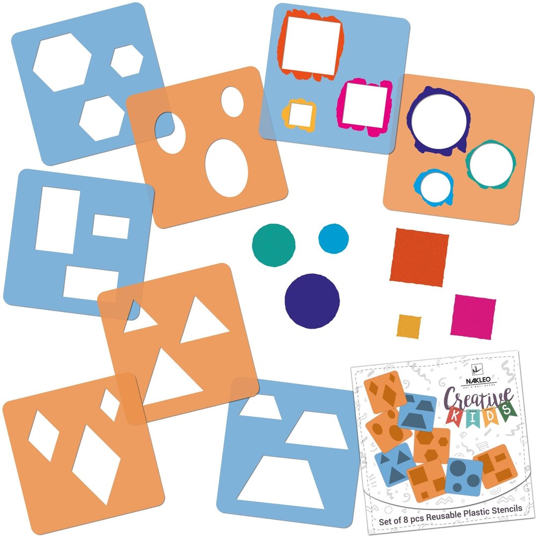 Drawing and Painting Stencil Set for Kids - 8 Pcs - Geometric Figures ...