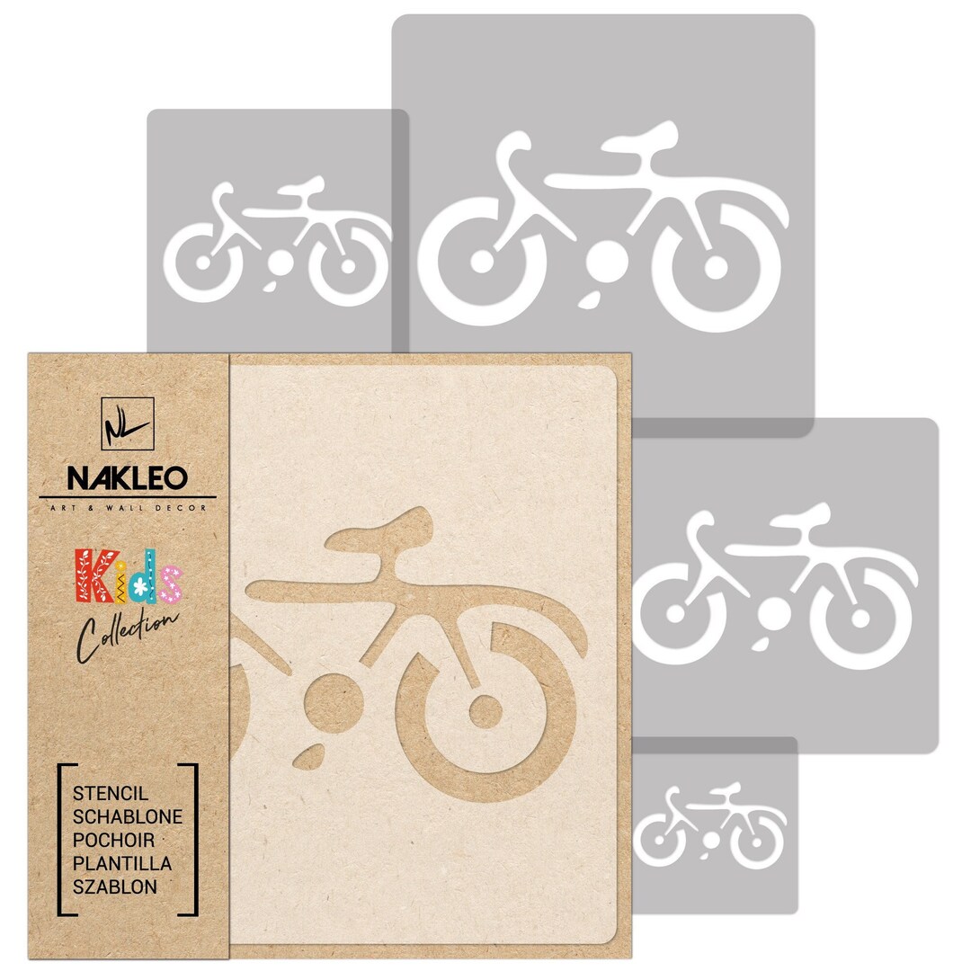 Bicycle Wall Stencil Set: Reusable Plastic Template for Kids Room Decor ...