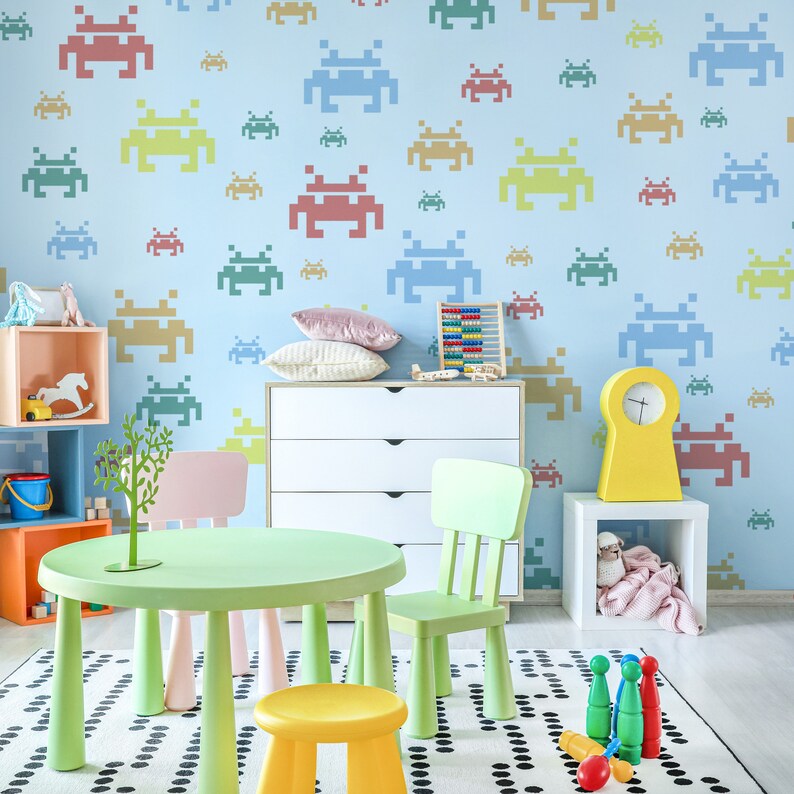 Space Invaders Wall Stencil Set: Retro Game Room Decor - Etsy