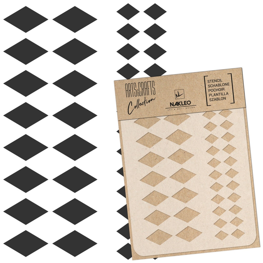 NAKLEO DIY Reusable Plastic Stencil - Diamonds Rhombus - Art Craft ...