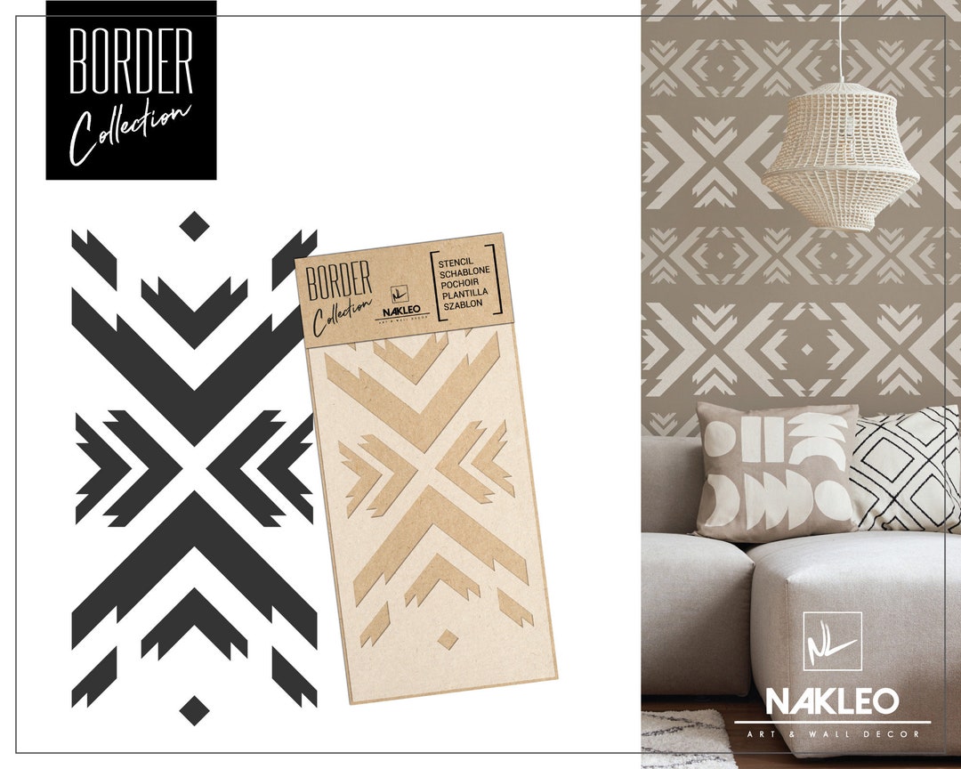 Border Reusable Plastic Wall Stencil // AZTEC GEOMETRY // Art - Etsy