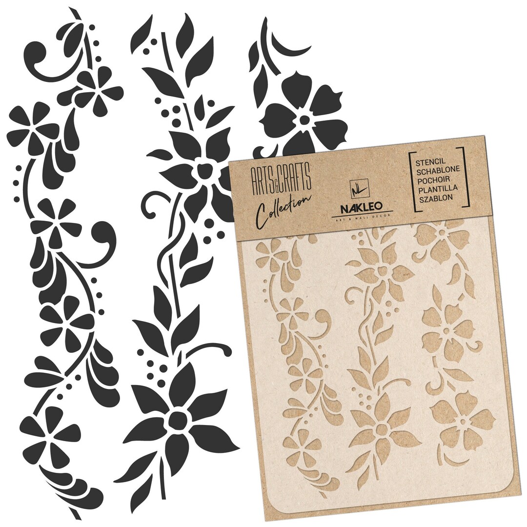 DIY Reusable Plastic STENCIL // A3 A4 A5 // Flowers Mini Border ...