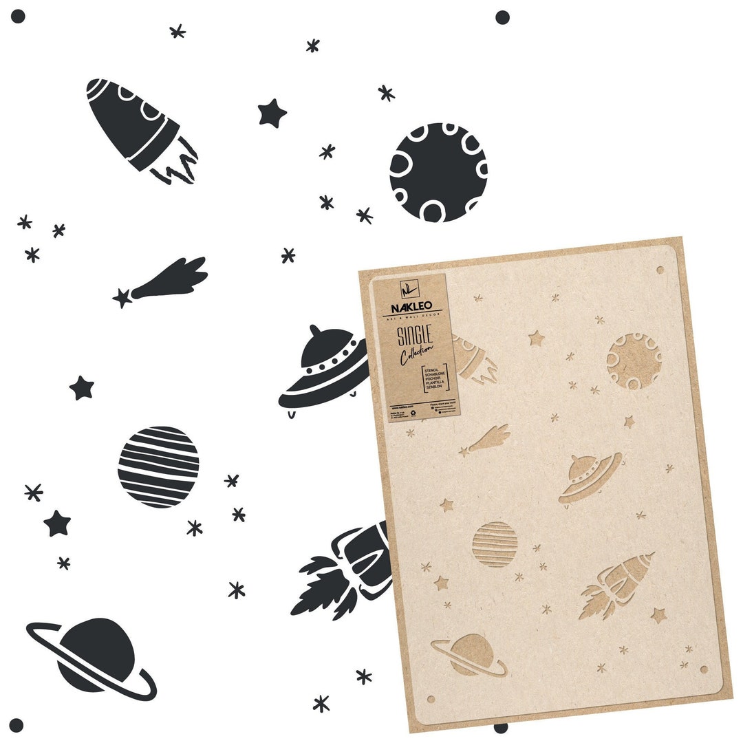 Large Wall Stencil for Painting - Space, Cosmos - Reusable, Plastic ...
