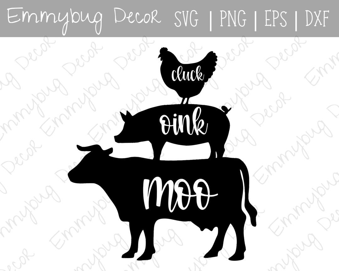 Cluck Oink Moo Silhouette SVG | Stack Farm Animals SVG | Farm SVG - Etsy