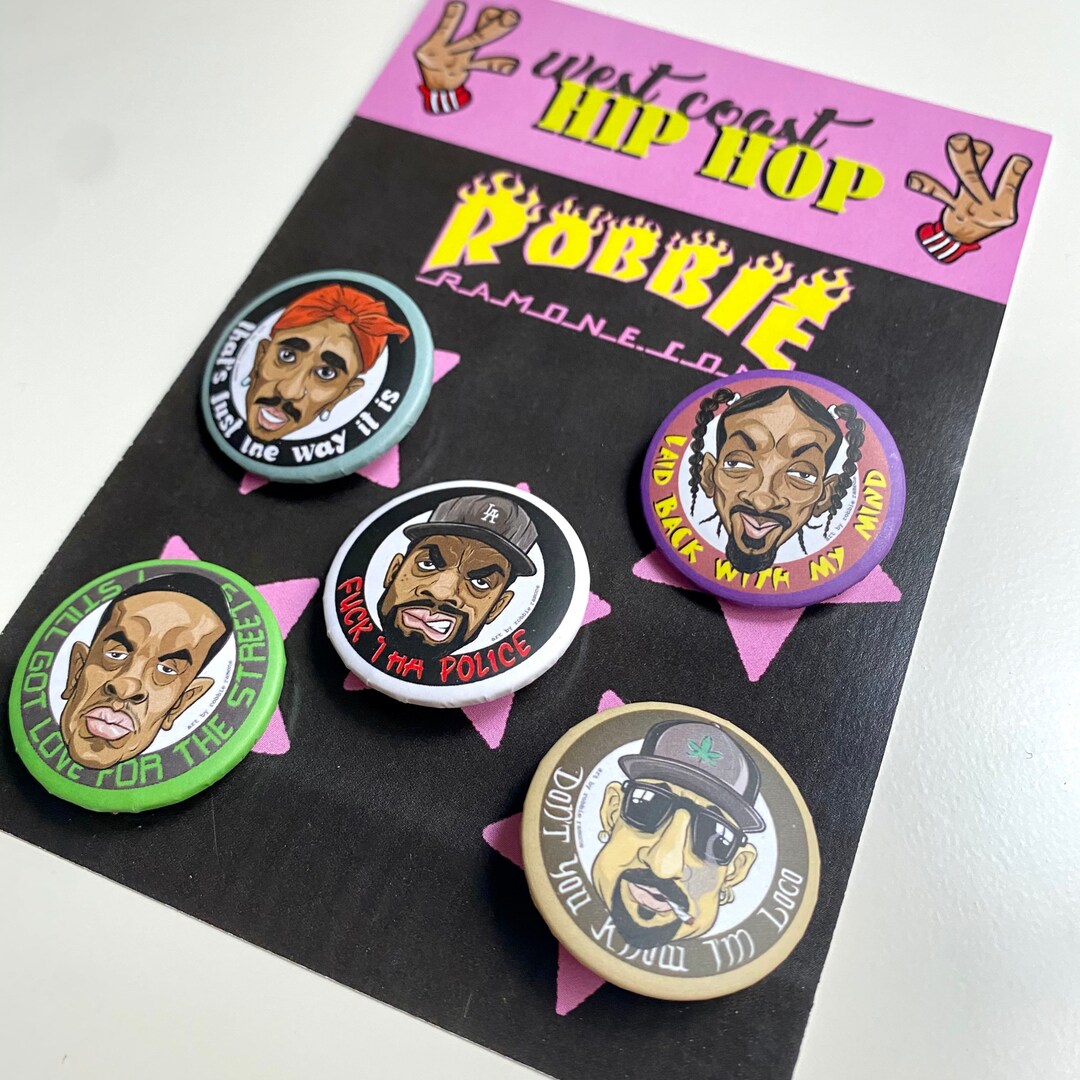 West Coast Hip Hop Buttons Rap Pins NWA Cypress Hill Tupac - Etsy Singapore